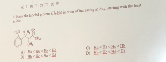 Solved Rank the labeled protons (H-Ha) in order of | Chegg.com