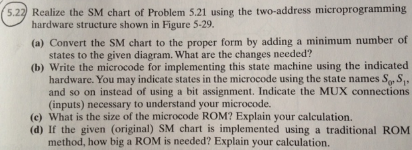 Realize the SM chart of Problem 5.21 using the | Chegg.com