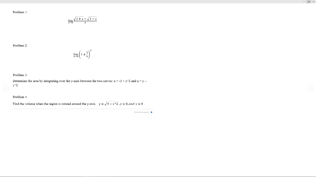 Solved Problem 1 li璱 Problen 2 lim 1 Problem 3 Determine the | Chegg.com