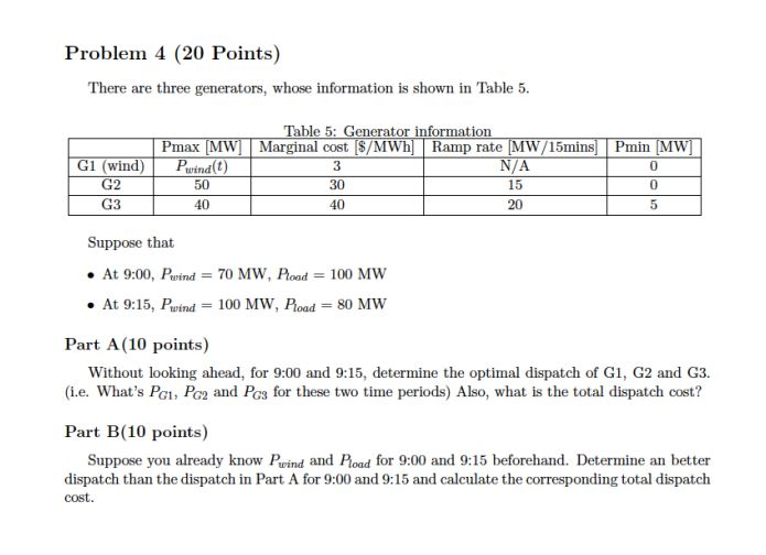 Problem 4 (20 Points) There are three generators, | Chegg.com