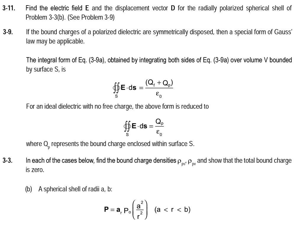 Solved 3-11. Find the electric field E and the displacement | Chegg.com