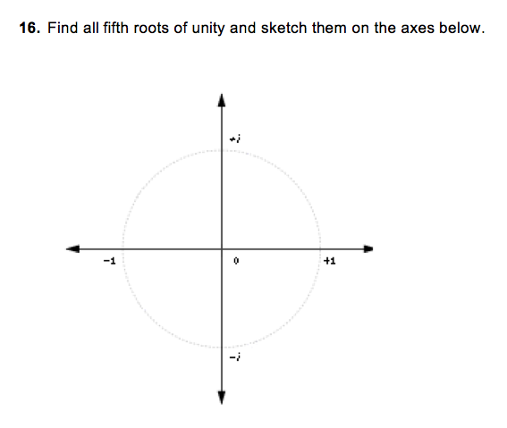 Solved 16. Find all fifth roots of unity and sketch them on | Chegg.com