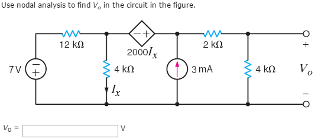Solved Use nodal analysis to find Vo in the circuit in the | Chegg.com