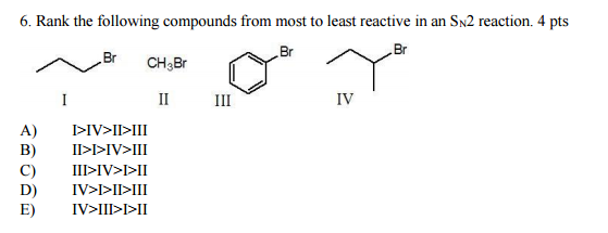 Solved Rank the following compounds from most to least | Chegg.com