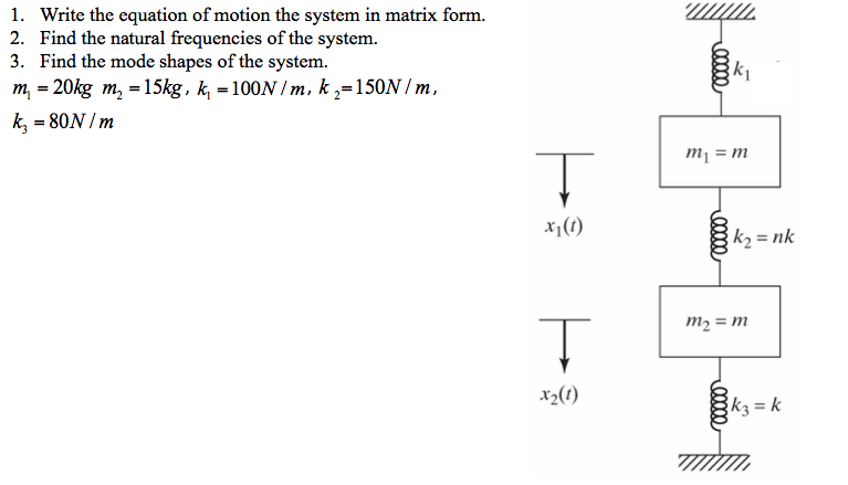 Write the equation of motion the system in matrix | Chegg.com