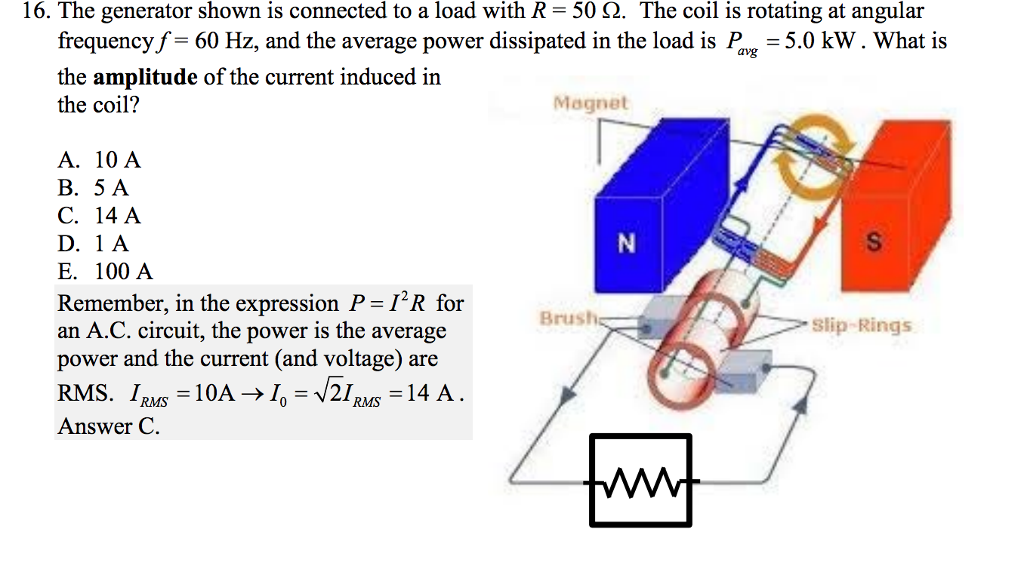 Solved The generator shown is connected to a load with R = | Chegg.com