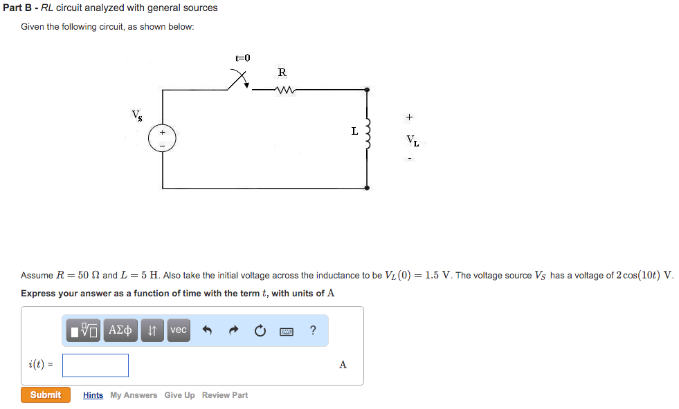 Solved Part A - RC circuit analyzed with general sources | Chegg.com