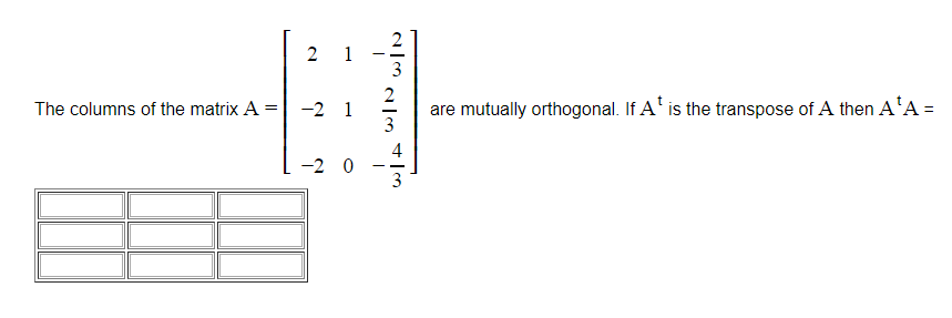 Solved The columns of the matrix A2 1 are mutually | Chegg.com