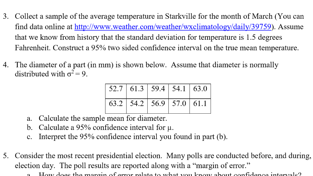 Solved Collect a sample of the average temperature in | Chegg.com