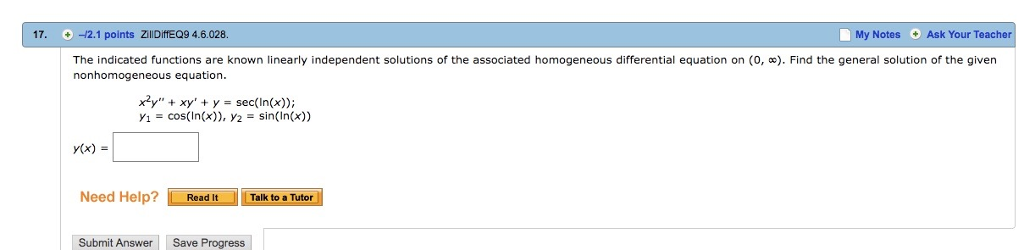 Solved 17. -12.1 points zillDiffEQ9 4.6.028. My Notes Ask | Chegg.com