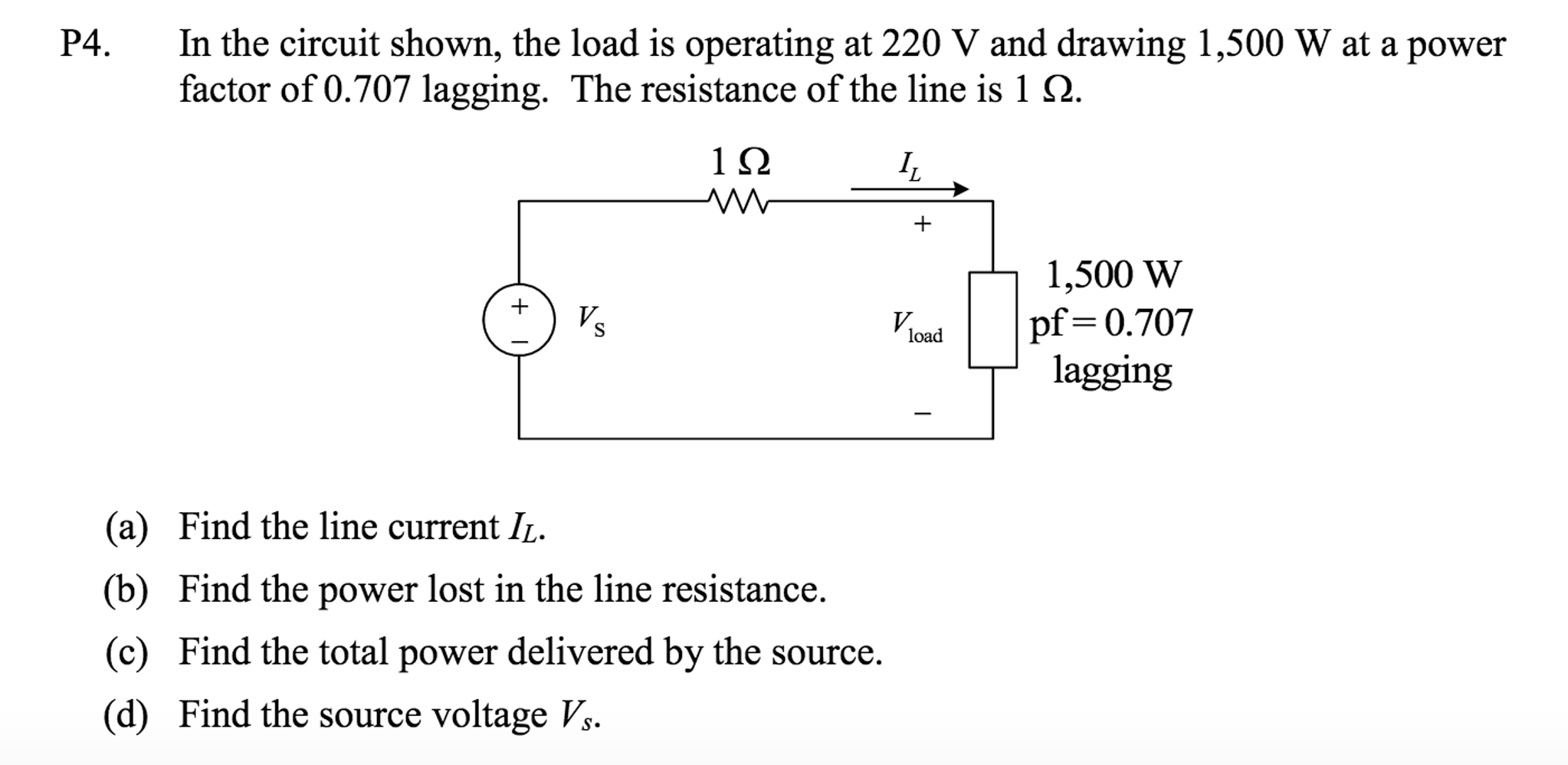 Solved In the circuit shown, the load is operating at 220 V | Chegg.com