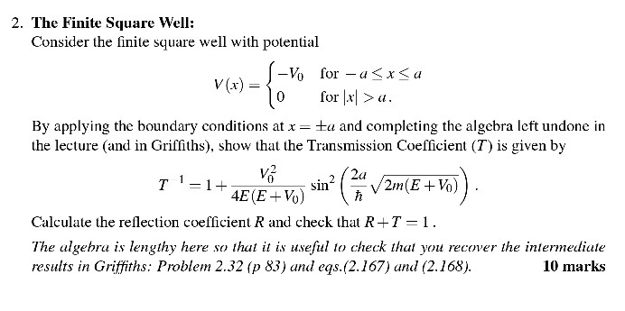 Solved 2. The Finite Square Well: Consider the finite square | Chegg.com