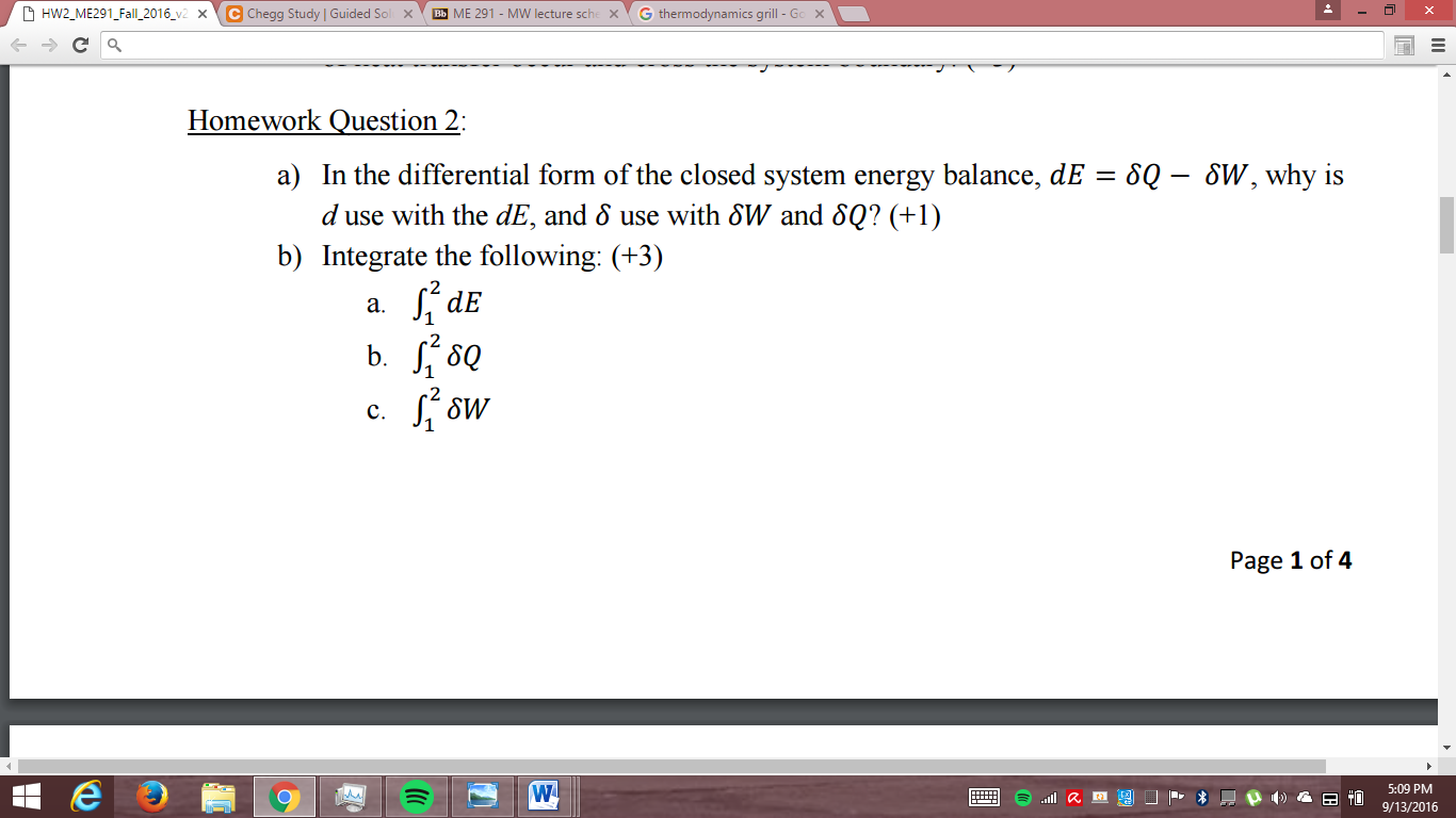 In the differential form of the closed system energy | Chegg.com