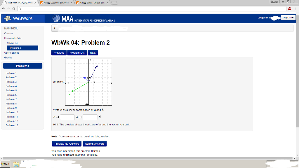 Solved Write x| as a linear combination of a| and b|. x | Chegg.com