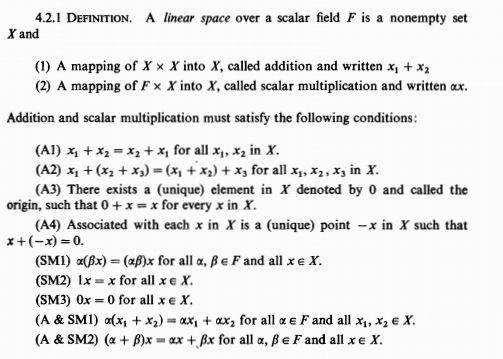 Solved A linear space over a scalar field F is a nonempty | Chegg.com