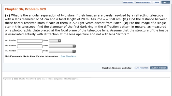 Solved What is the angular separation of two stars if their | Chegg.com