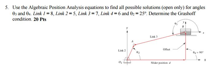 Use the Algebraic Position Analysis equations to find | Chegg.com