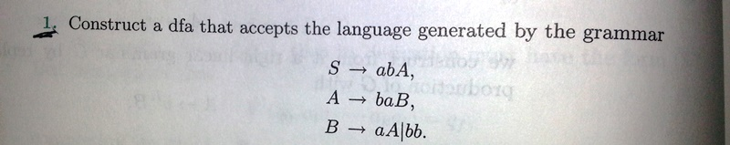 Solved Construct a dfa that accepts the language generated | Chegg.com