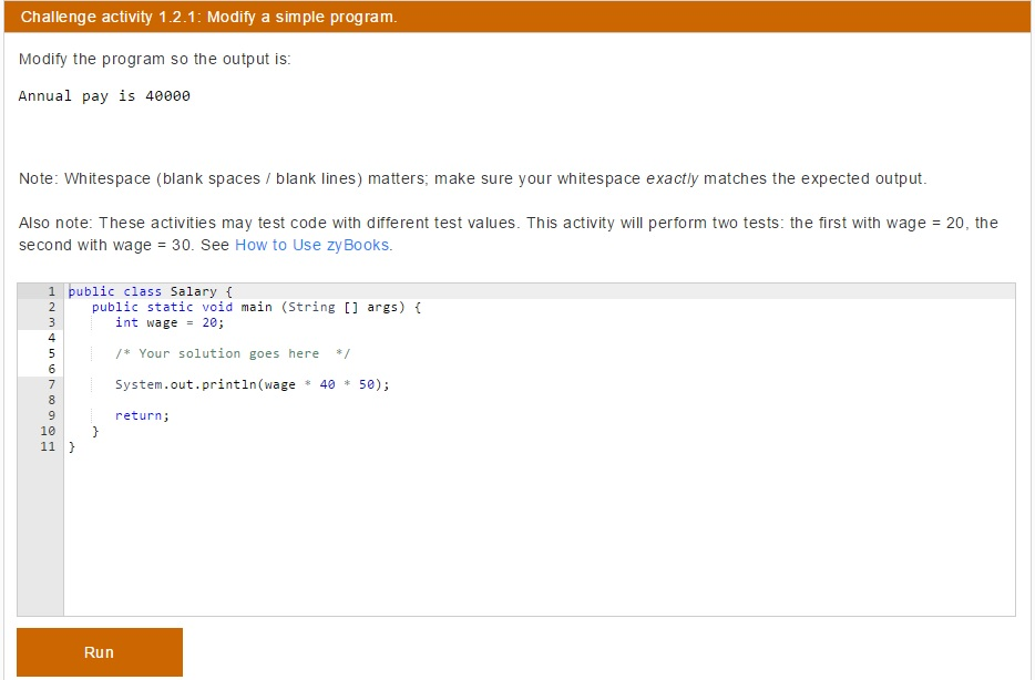 Modify the program so the output is: Annual pay is | Chegg.com