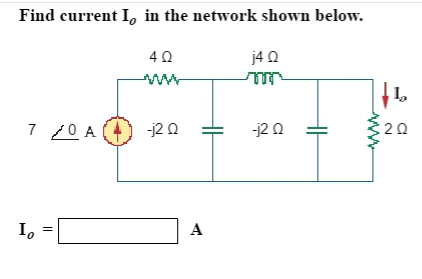 Solved Find current I_0 in the network shown below. | Chegg.com