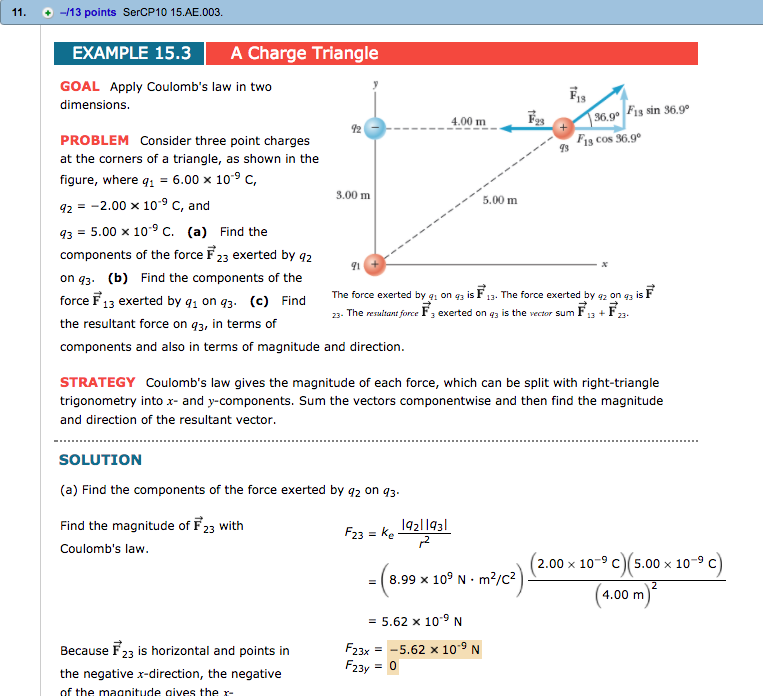 Solved 11. + ./13 points SerCP10 15.AE.003 EXAMPLE 15.3 A | Chegg.com