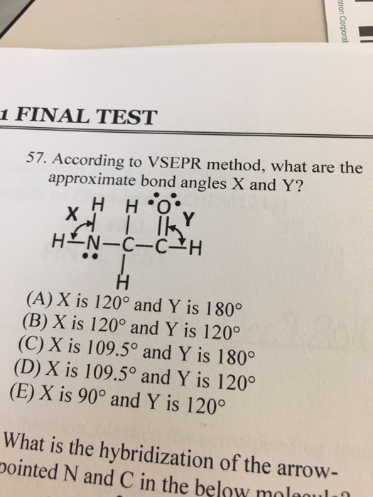 Solved According to VSEPR method, what are the approximate | Chegg.com
