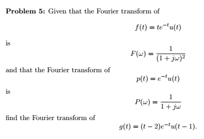 Solved Given that the Fourier transform of f(t) = te^-t | Chegg.com
