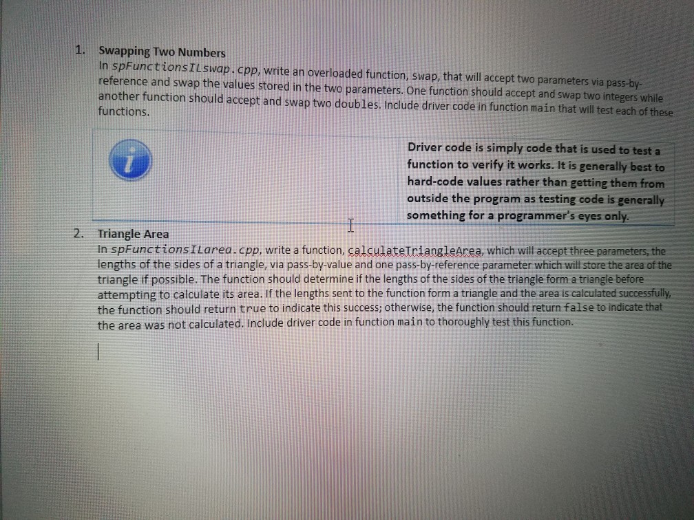Solved 1. Swapping Two Numbers In spFunctions ILswap. cpp, | Chegg.com