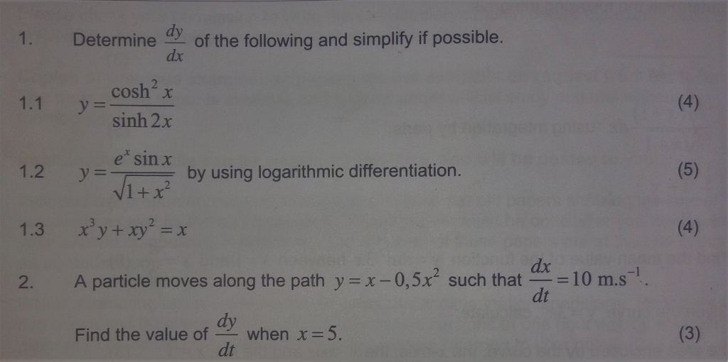 Solved Determine dy/dx of the following and simplify if | Chegg.com