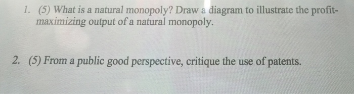 Solved What is a natural monopoly? Draw a diagram to | Chegg.com