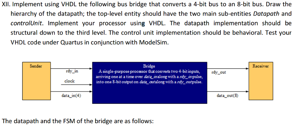 Implement using VHDL the following bus bridge that | Chegg.com