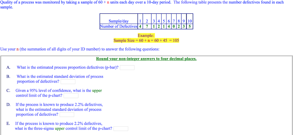 Solved Quality of a process was monitored by taking a sample | Chegg.com