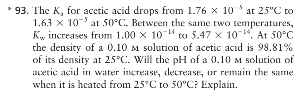 Solved The K_a for acetic acid drops from 1.76 times 10^-5 | Chegg.com