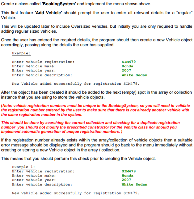Solved Create a class called 'BookingSystem' and implement | Chegg.com