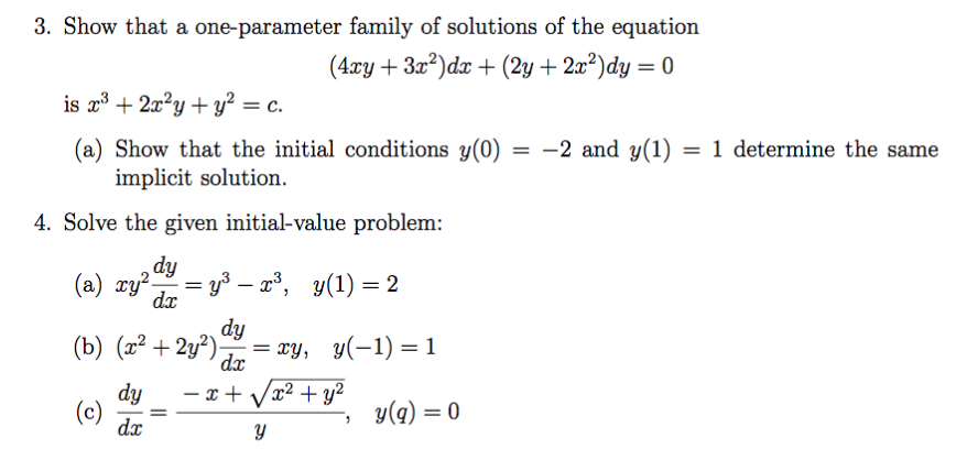 Solved Show that a one-parameter family of solutions of the | Chegg.com