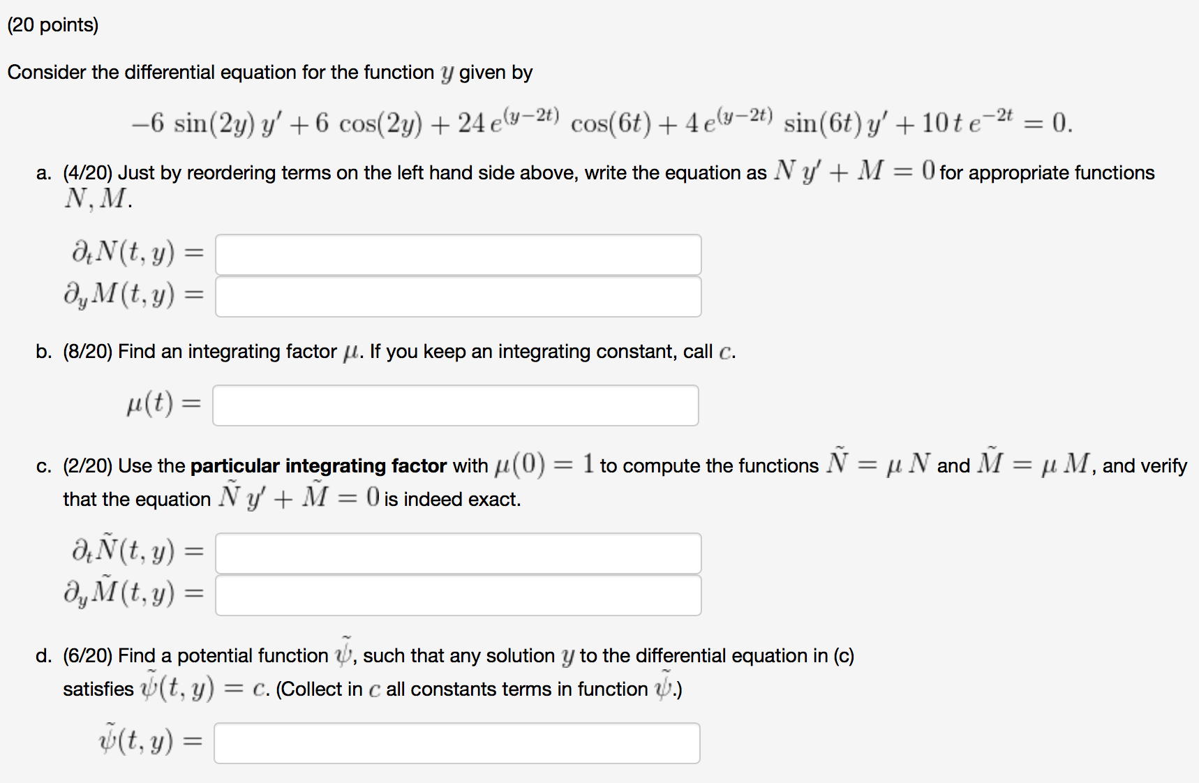 Solved: Consider The Differential Equation For The Functio... | Chegg.com