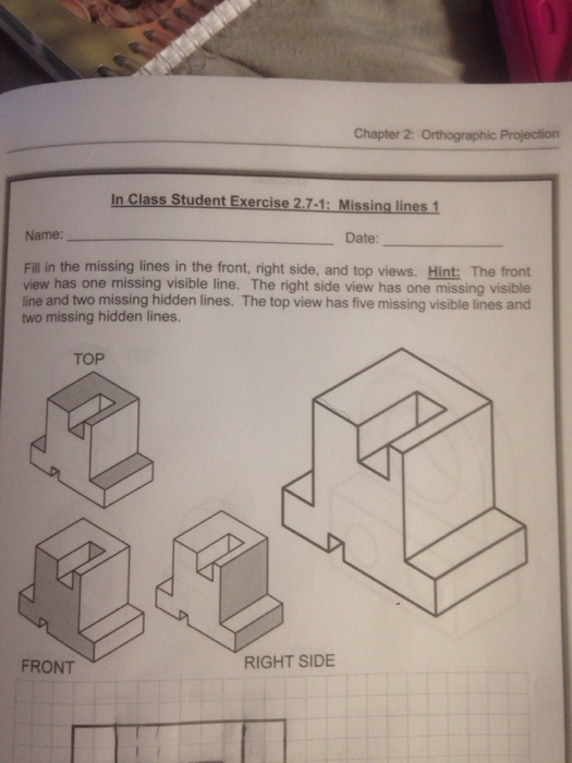 Solved Draw the top, front, and right side views including | Chegg.com