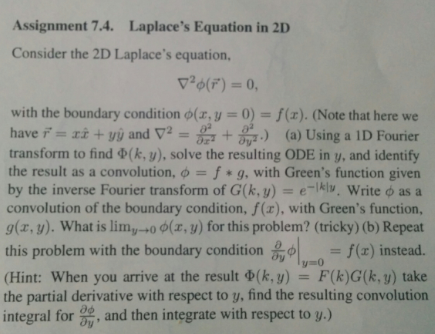 Consider the 2D Laplace's equation. with the | Chegg.com