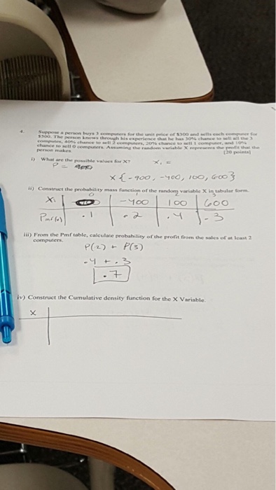 Solved What are the possible values for X? Construct the | Chegg.com
