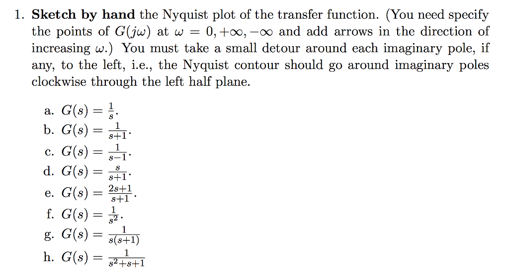 Solved The Nyquist plot of the transfer function. (You need | Chegg.com