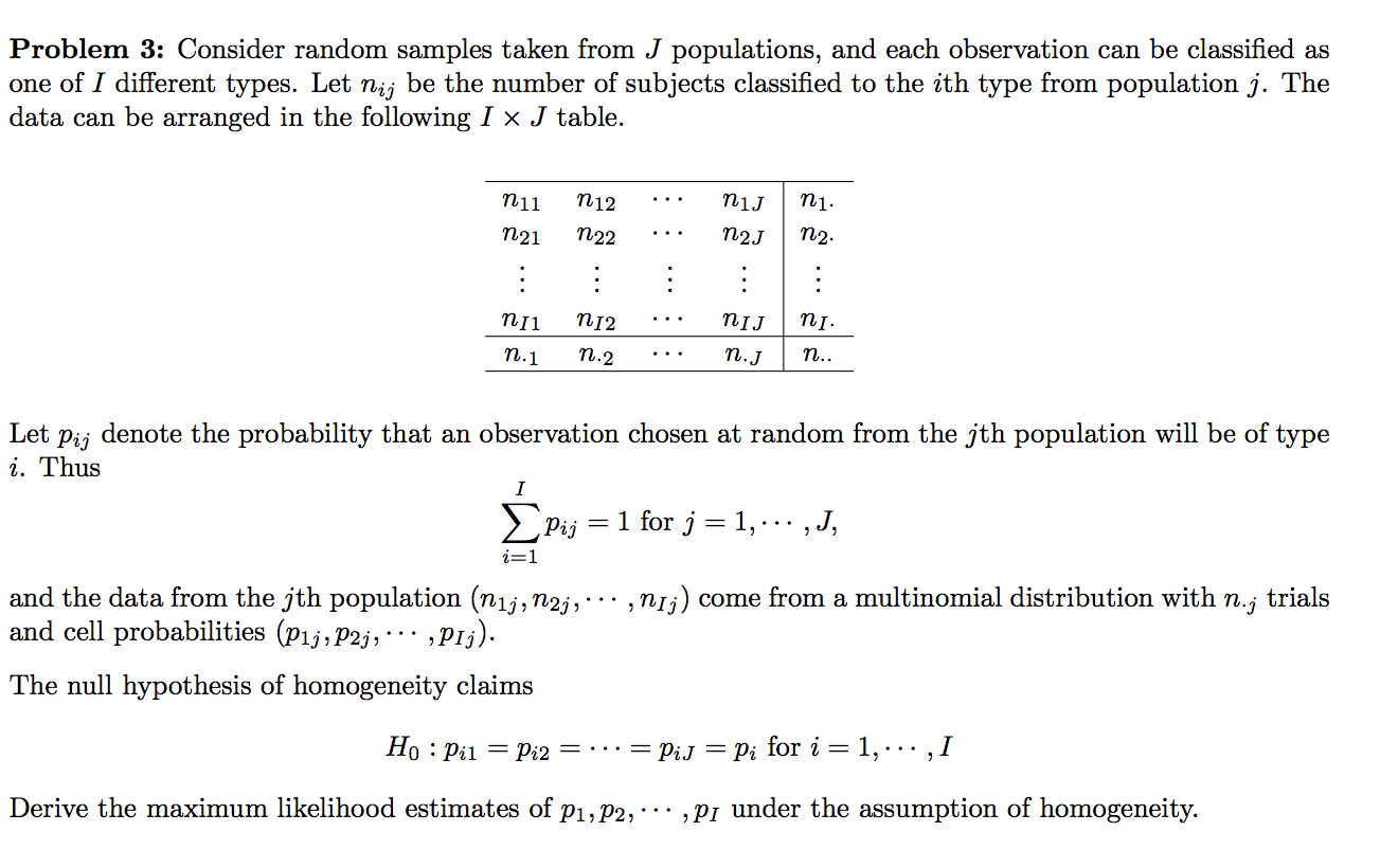 Solved Consider random samples taken from J populations, and | Chegg.com