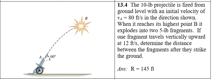 Solved The 10-lb projectile is fired from ground level | Chegg.com