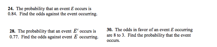 Solved The probability that an event E occurs is 0.84. Find | Chegg.com