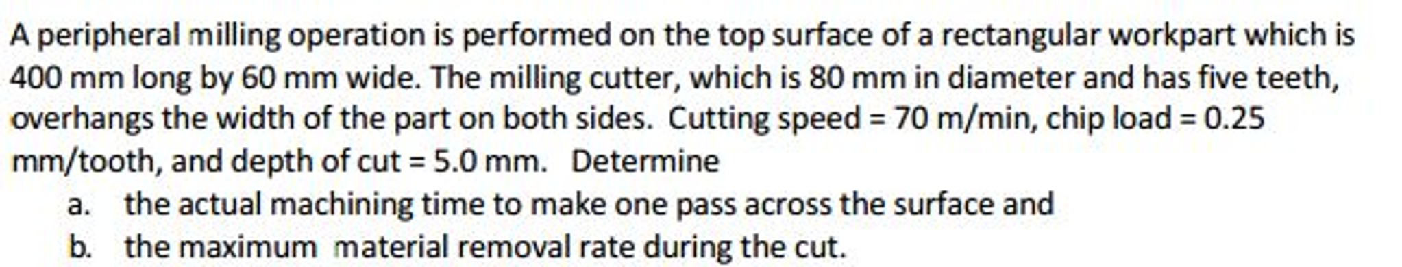 A peripheral milling operation is performed on the | Chegg.com