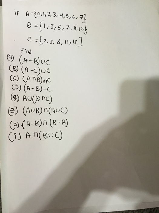 Solved Asio, 2,3, 4,5, 6,7 Find (A-Buc CC) (A n B)nce (D) | Chegg.com