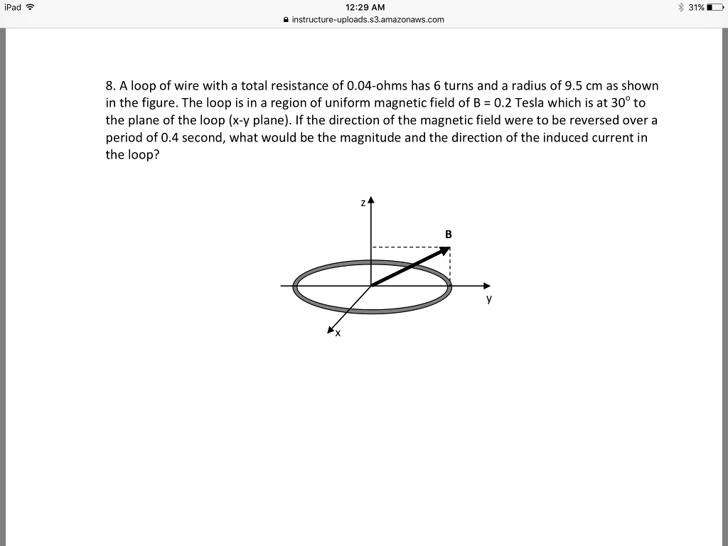 Solved A loop of wire with a total resistance of 0.04-ohms | Chegg.com