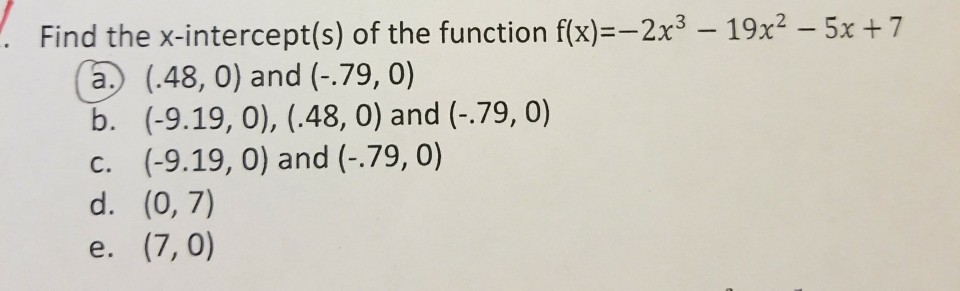 Solved Find the x-intercept(s) of the function | Chegg.com