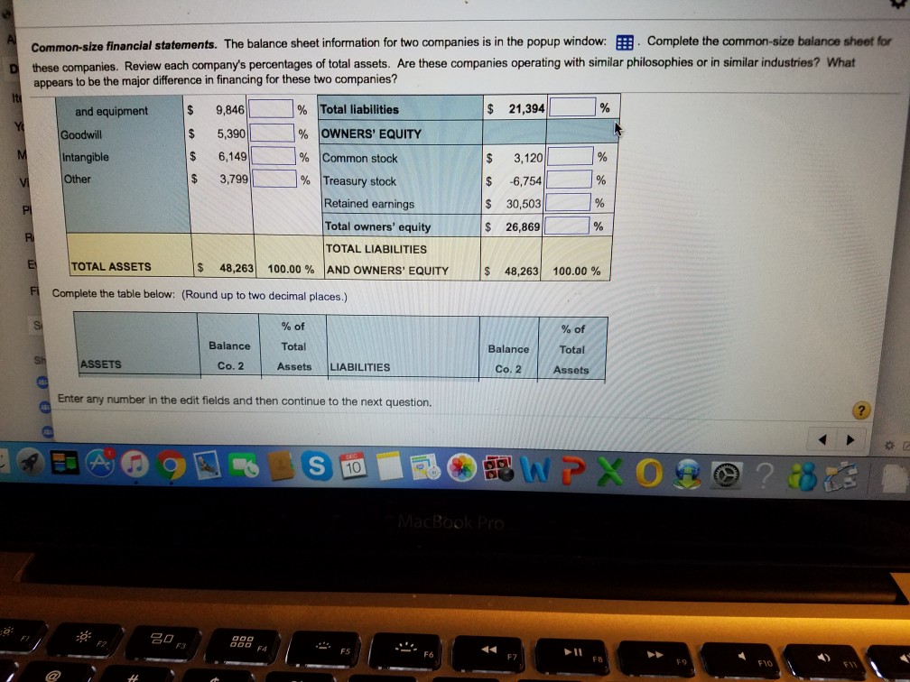 Solved Common-size financial statements. The balance sheet | Chegg.com