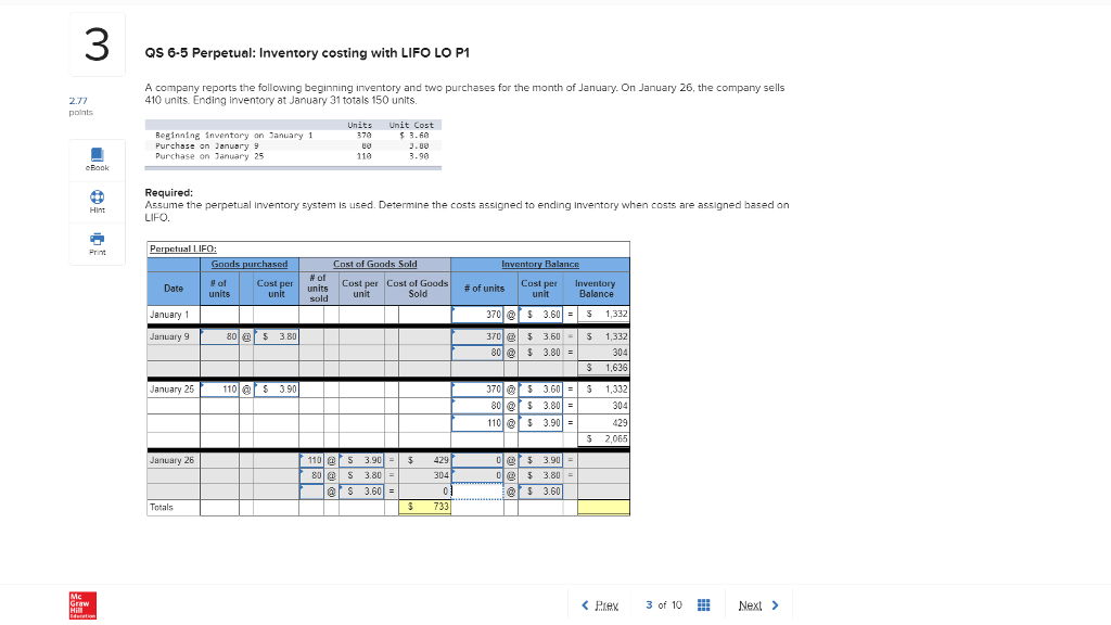 Solved 3 QS 6-5 Perpetual: Inventory costing with LIFO LO P1 | Chegg.com