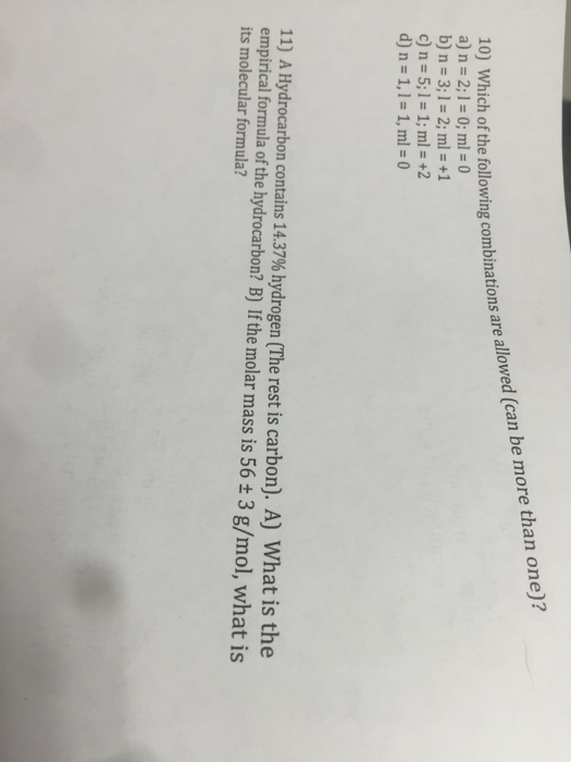 Solved Which of the following combinations are allowed (can | Chegg.com